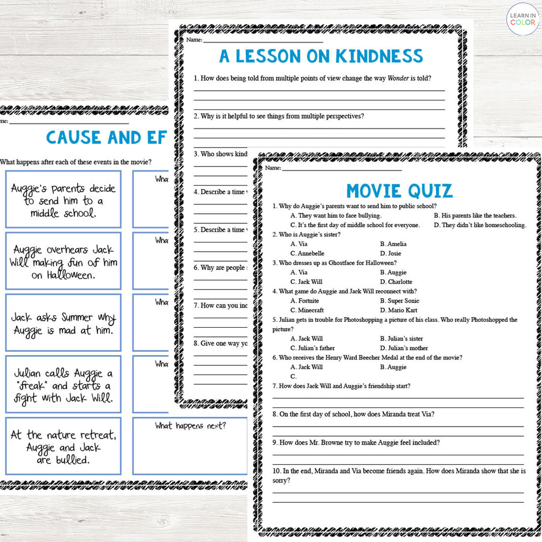 Wonder Movie Study Grades: 4-7 – Learn in Color